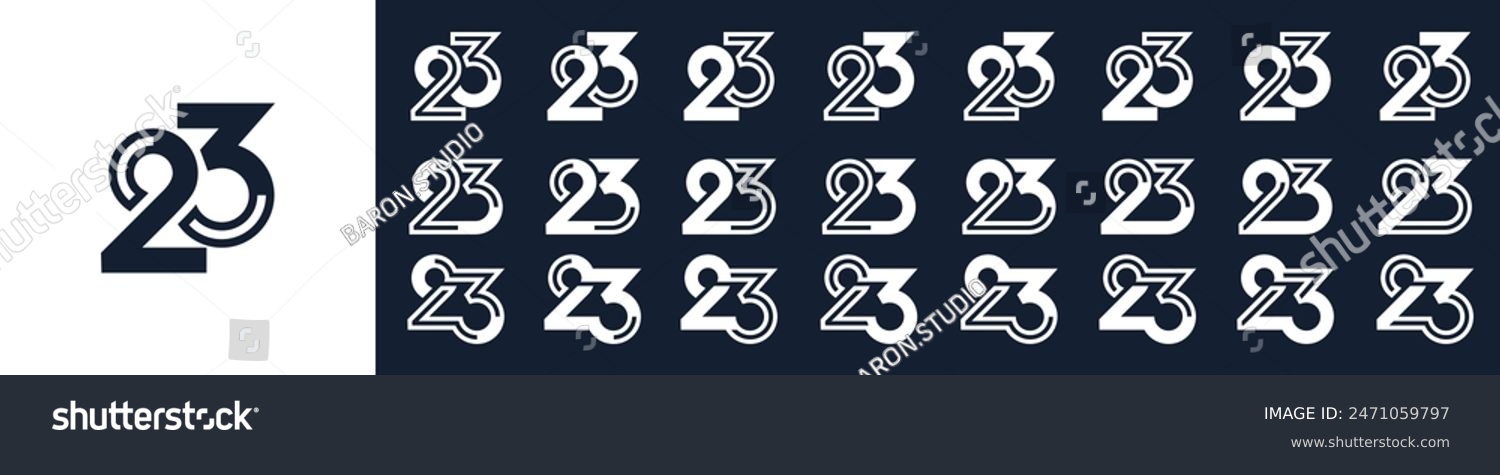 collection of creative number 23 logo designs. abstract twenty three ...