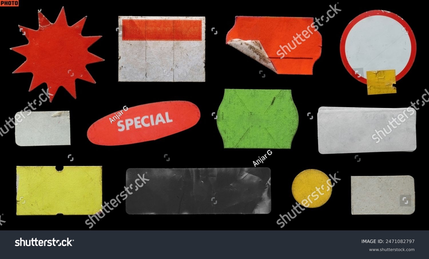 collection of blank old sticker label price tag template for mockup ...