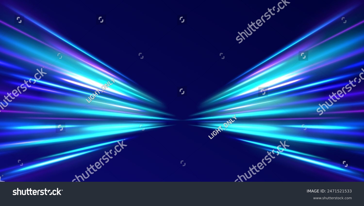 Curved light trail stretched upward. Fast speed car. Acceleration speed ...
