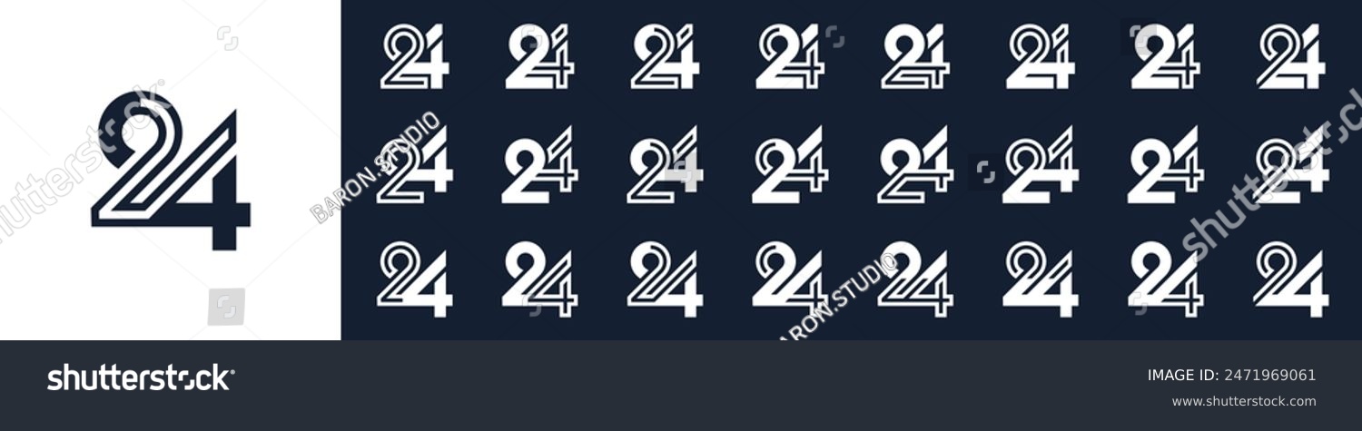 collection of creative number 24 logo designs. abstract twenty-four ...