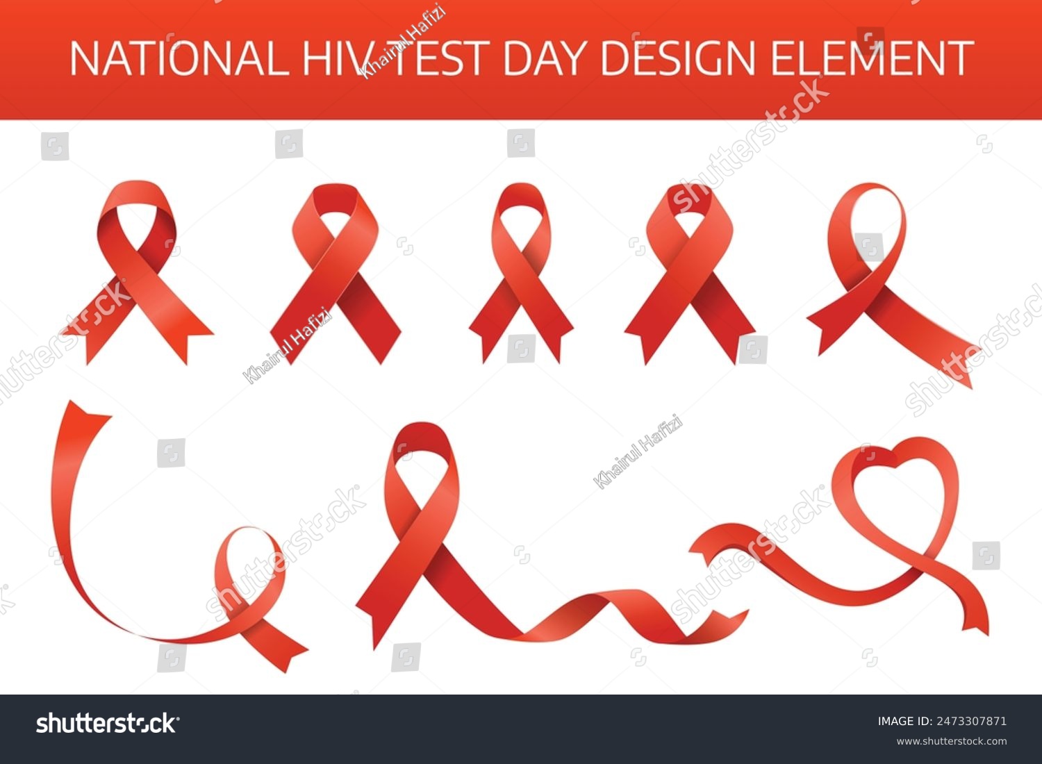 National HIV Test Day Design Element vector pack. eps 10. ribbon ...