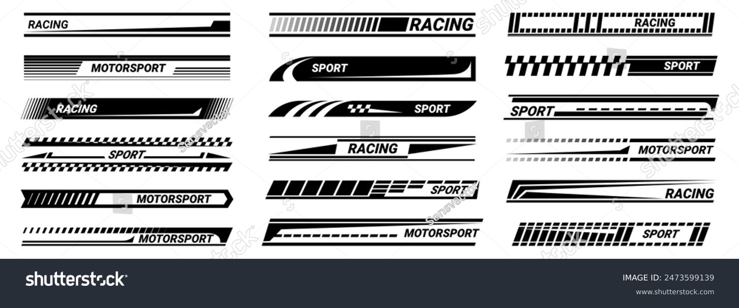 Racing stripes isolated set with lettering. Vector modern race ...