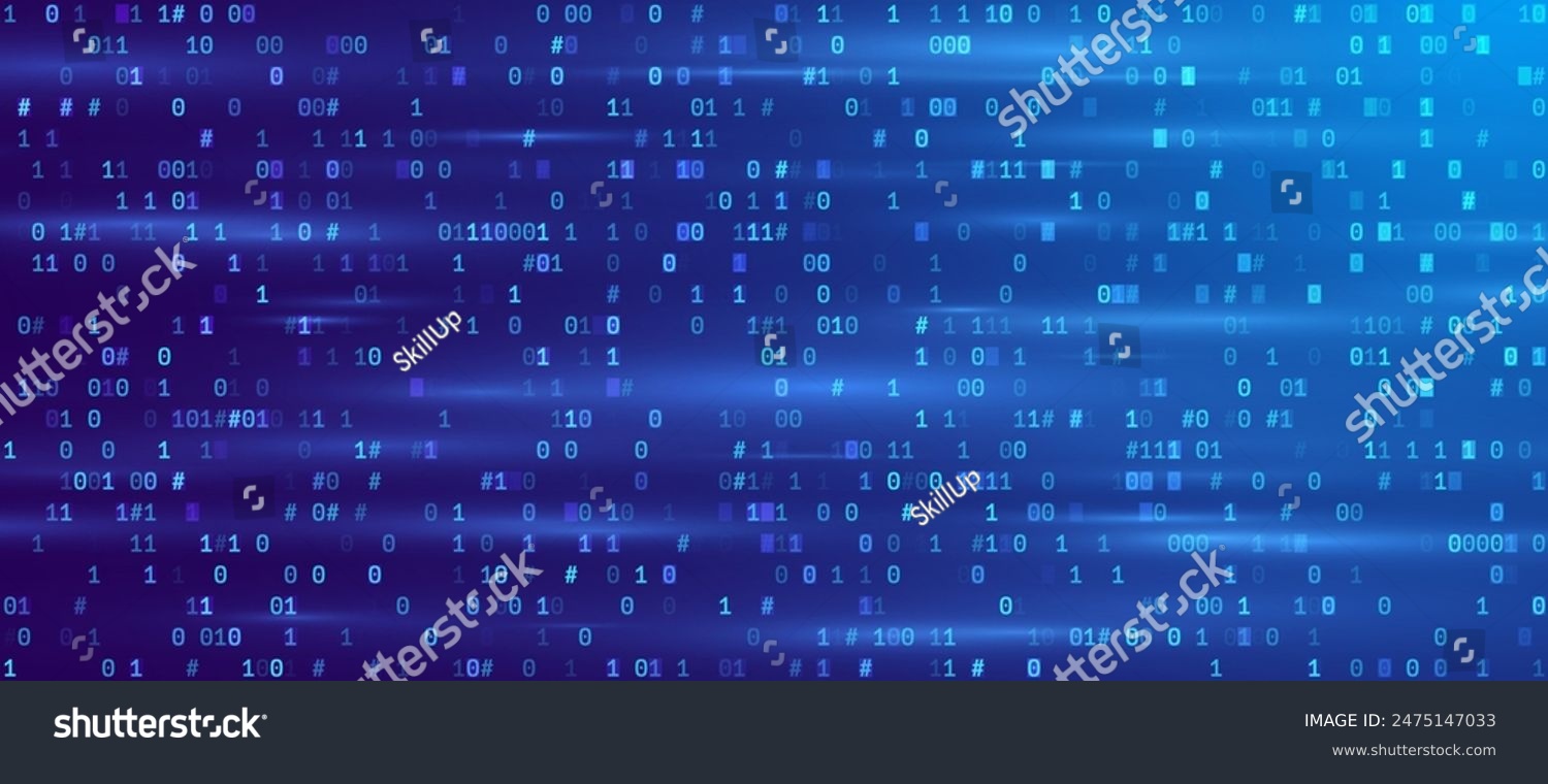 Blue Binary Data Software Programming Code Background. Random Parts of Program Code. Digital ...