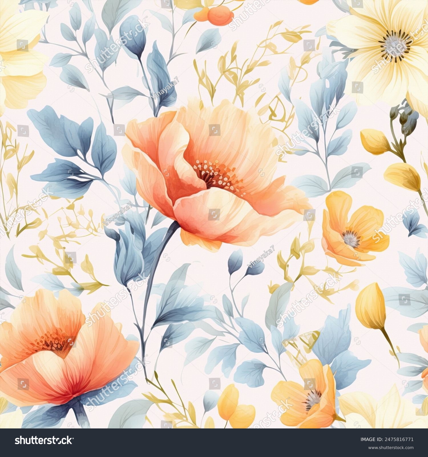 Floral Medley watercolor seamless pattern color background_站酷海洛_正版图片_视频 ...