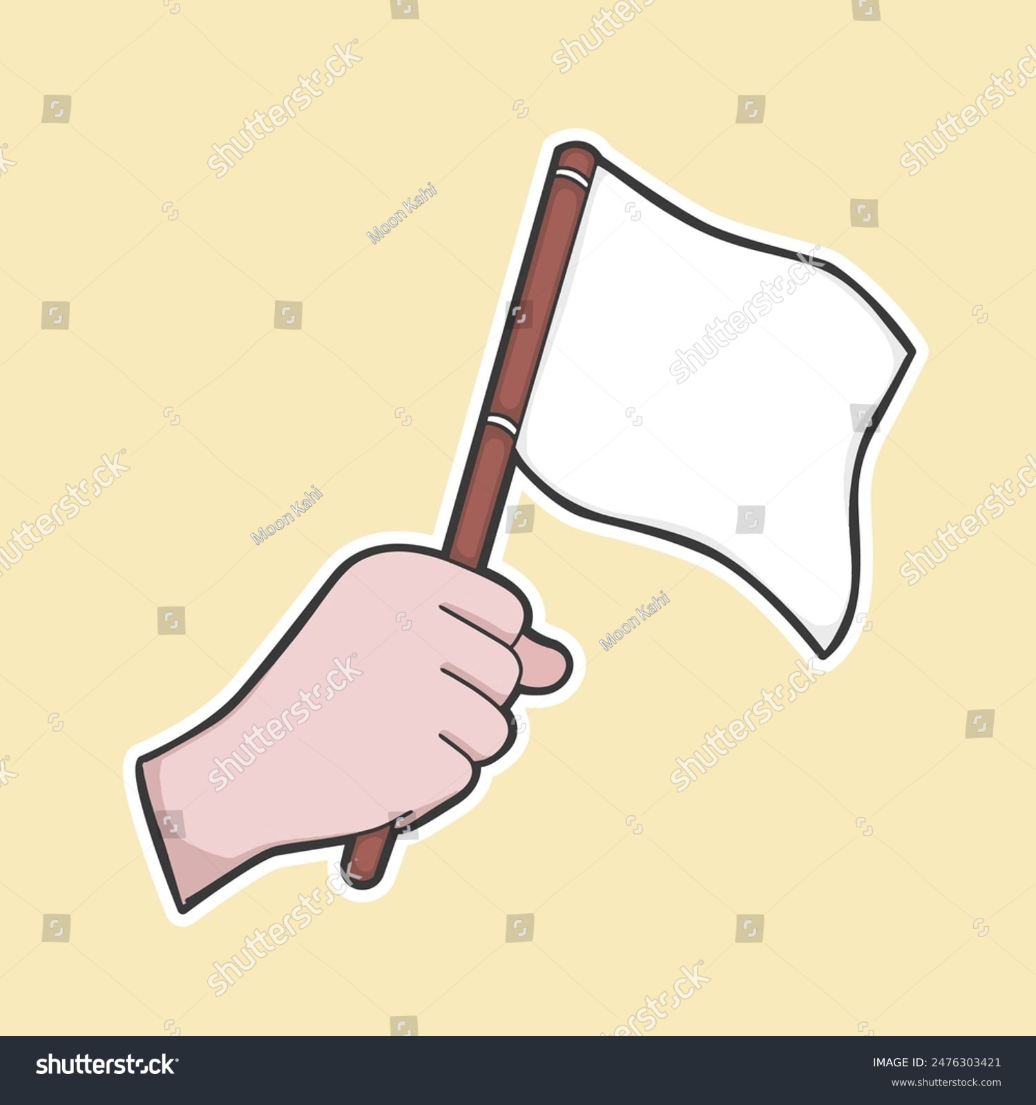 Holding a White Flag Sticker Vector Cute Illustration_站酷海洛_正版图片_视频_字体 ...
