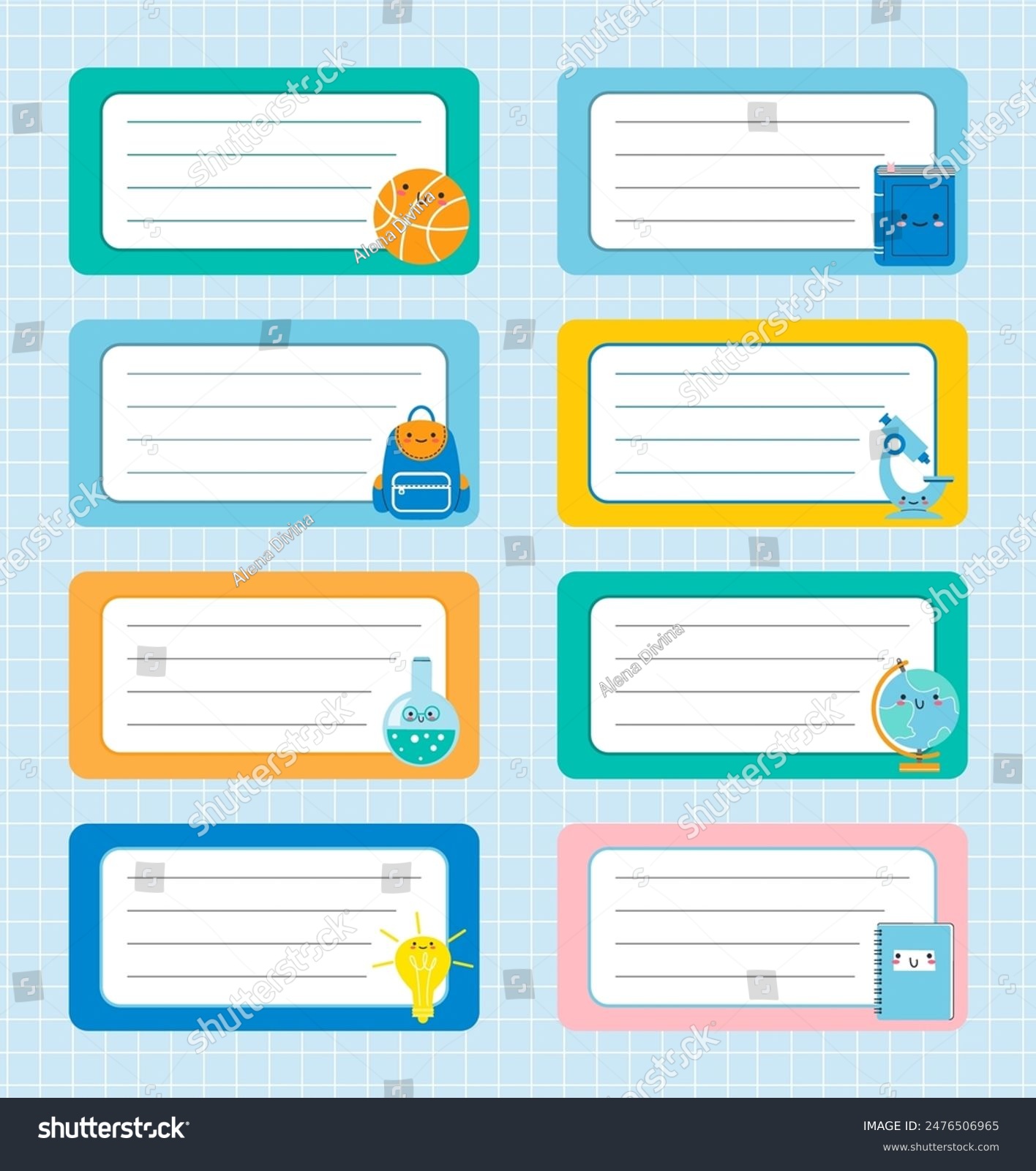 School Notebook Labels Vector Template Design. School Book notebook ...