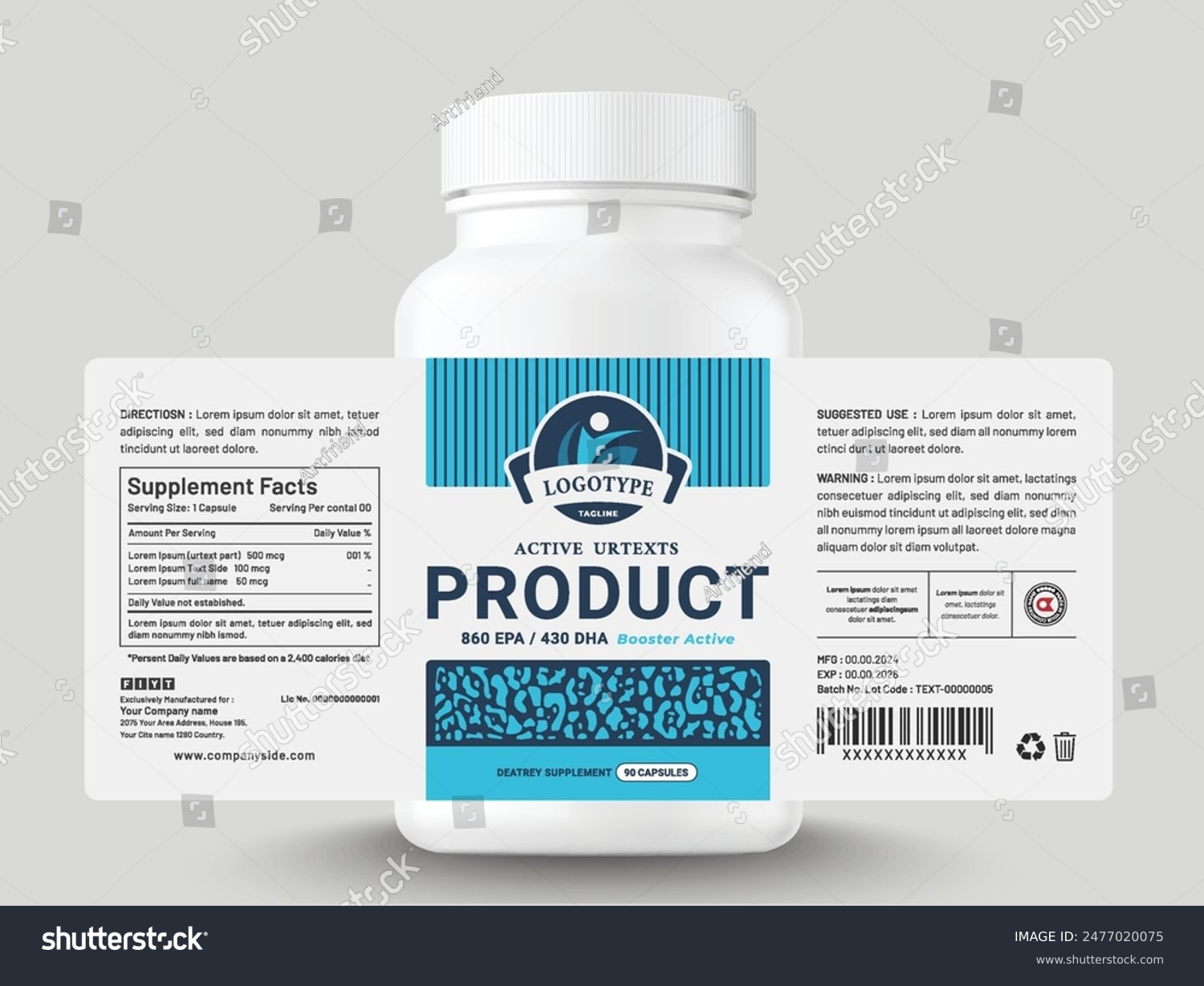 Food supplement vitamin medicine label sticker design dietary drug ...
