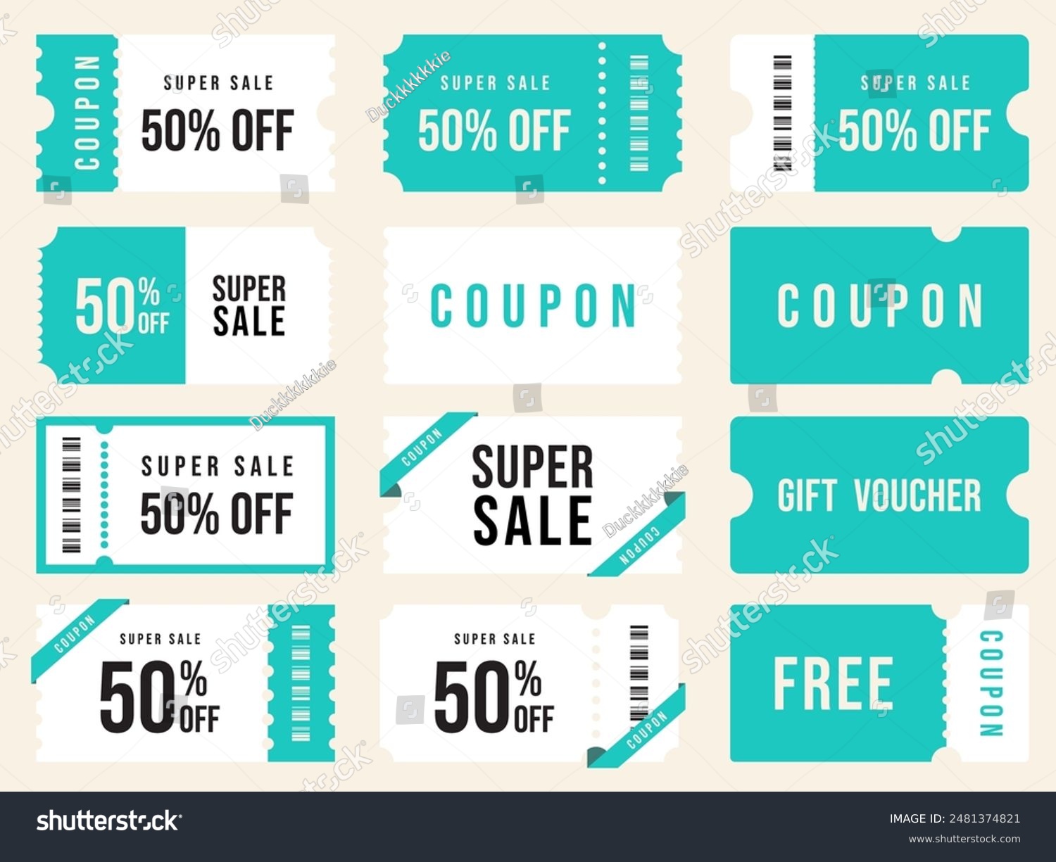 Set of Template Coupon. Gift Coupon element template graphics design ...