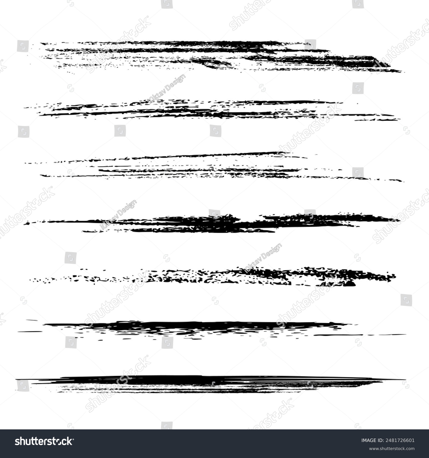 Dirty and rough black ink paintbrush stroke. Ink splatters scribble ...