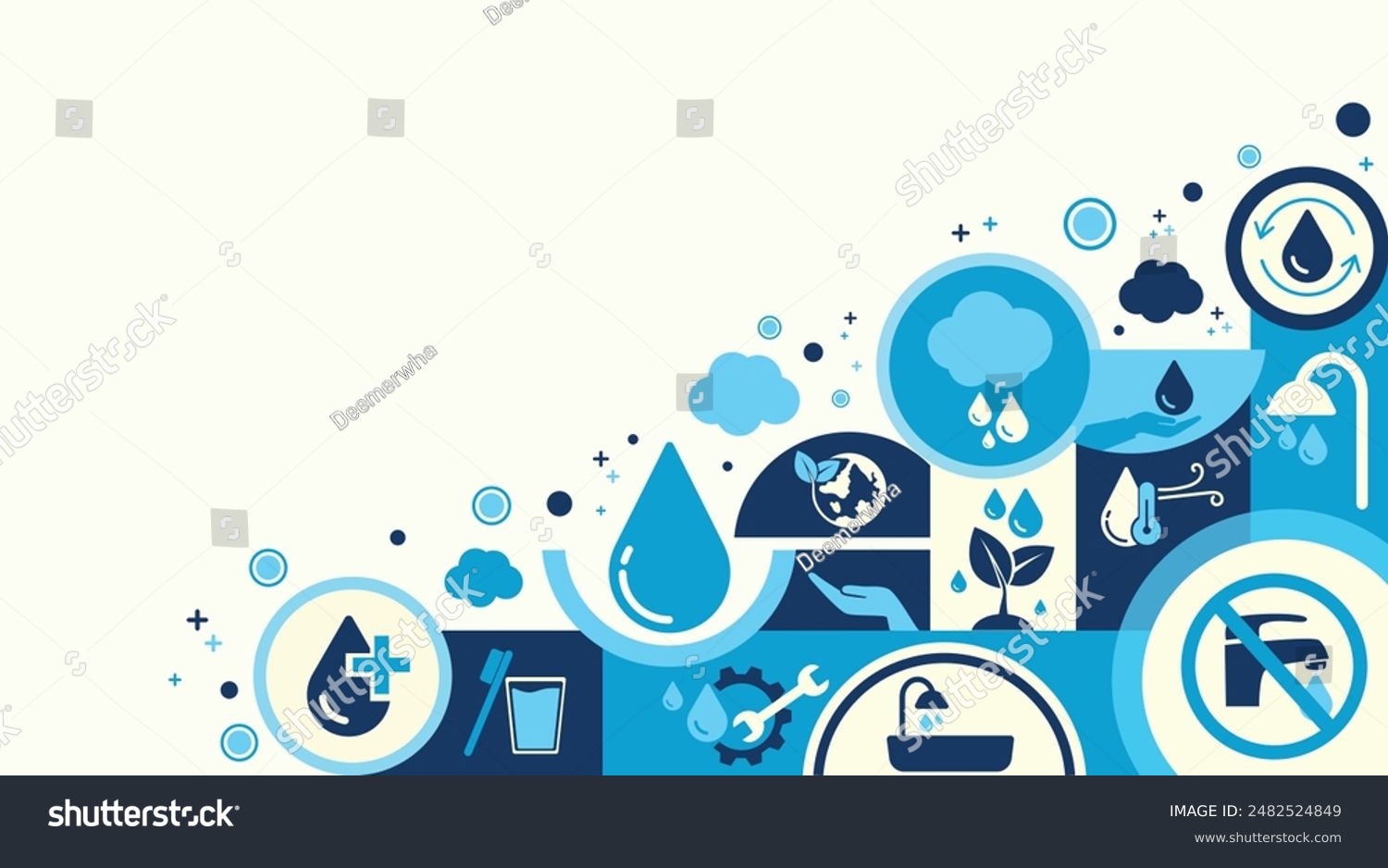 concept of water saving tips icon infographic. Save water save earth ...