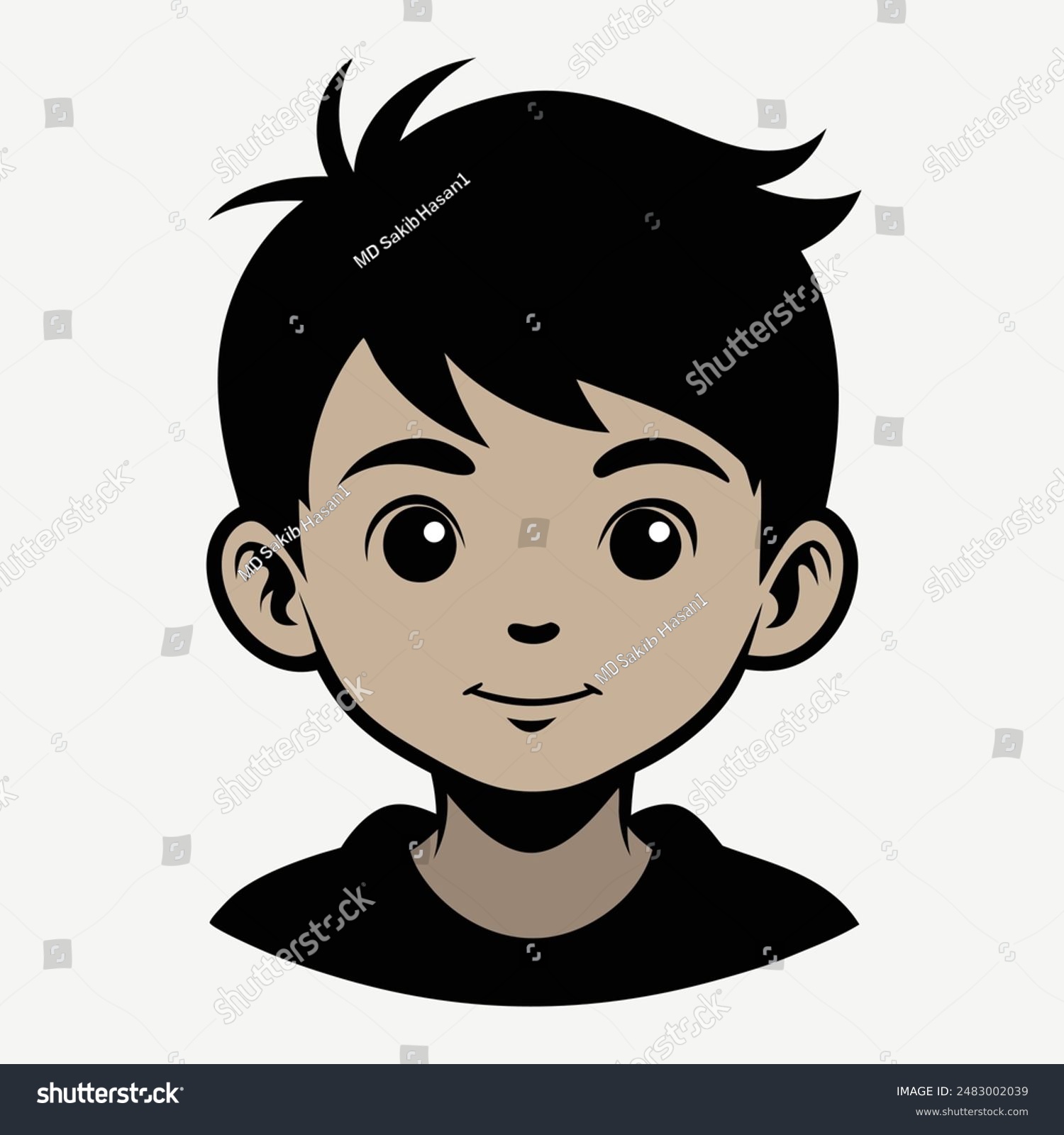 A Boy Happy Mode Emoji Style. Happy kids avatars. Cute children smiling ...