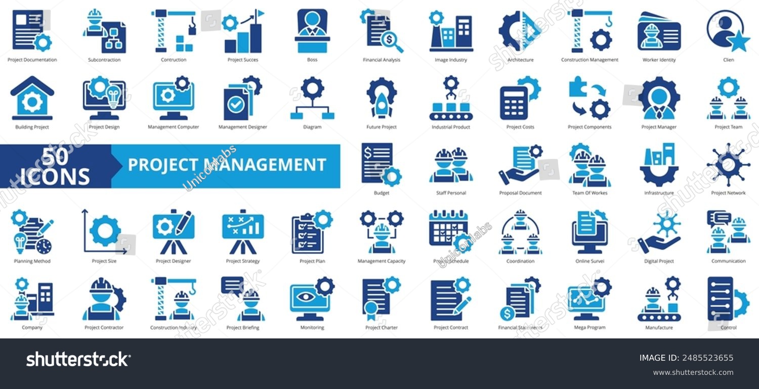 Project construction management icon collection set. Containing ...