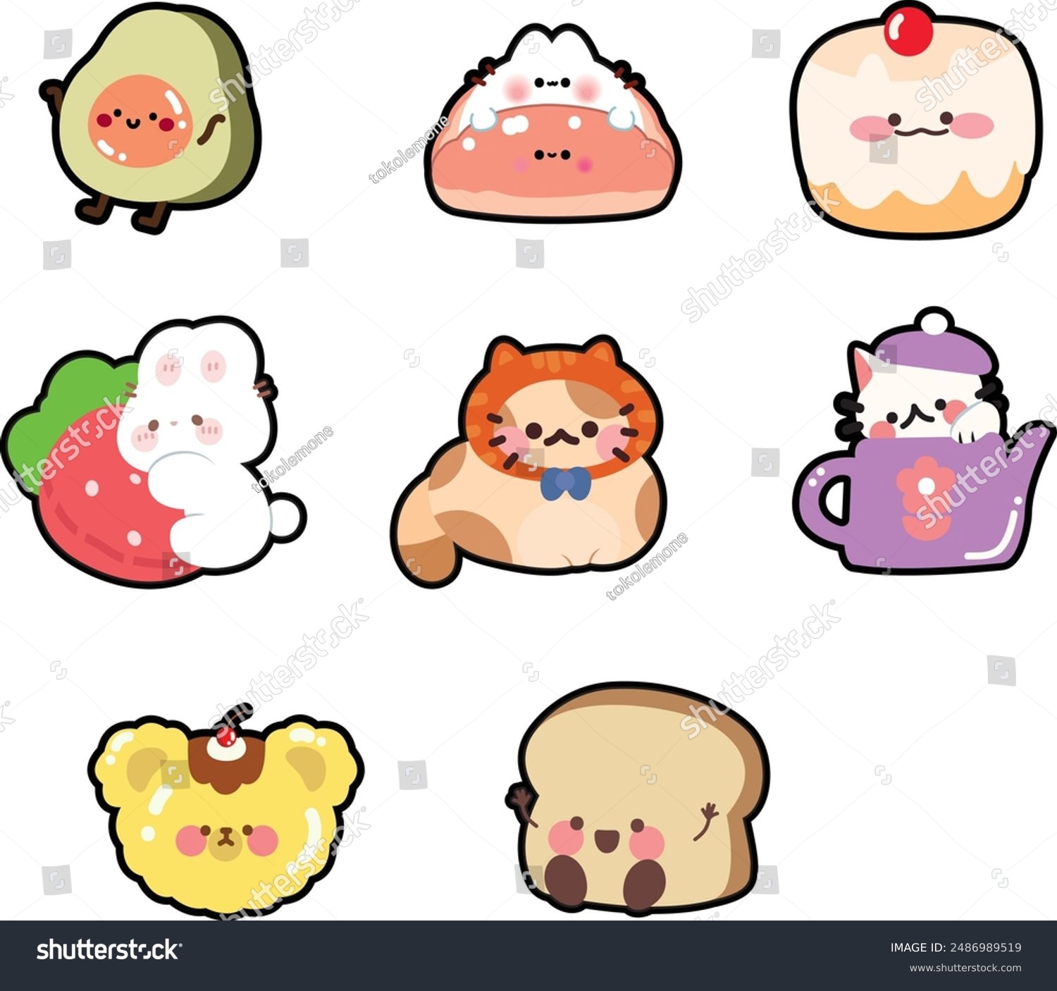 cute character set for clothing design and versatile can be affectively ...