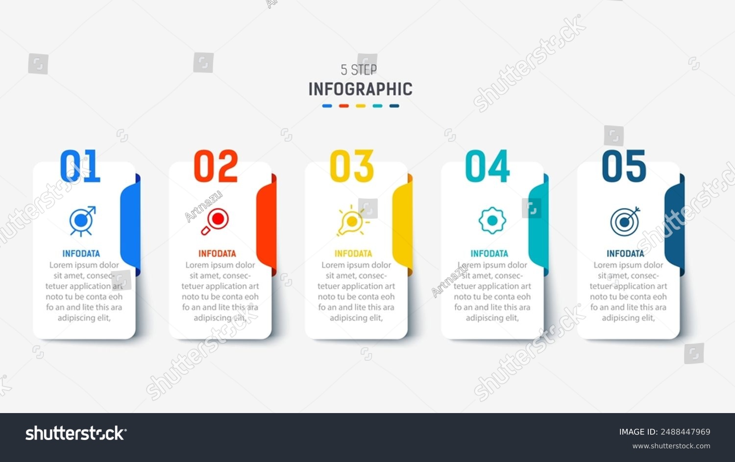 Five Step Infographic design element template for presentation. info ...