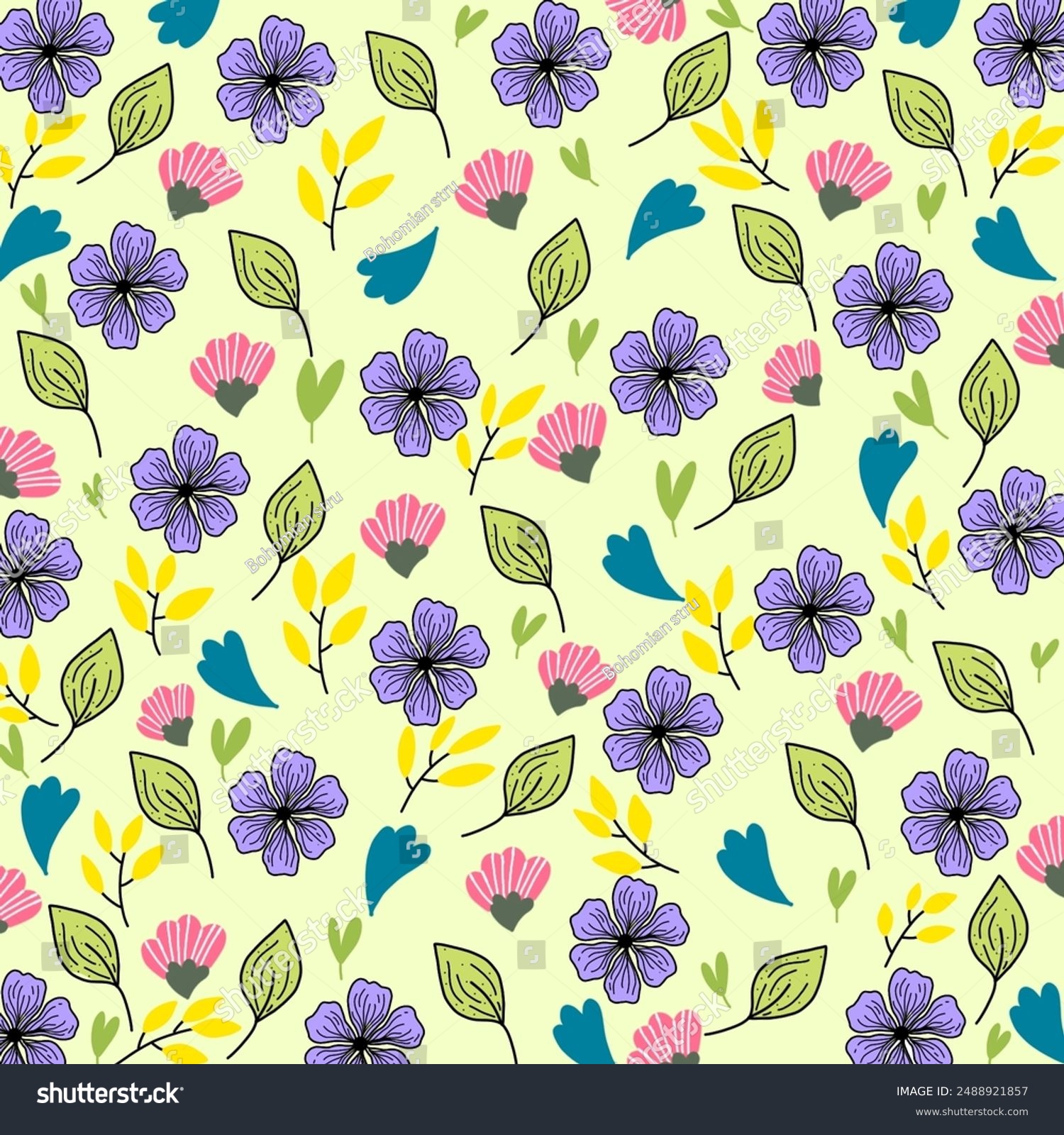 Cute Colorful Paper Cut out Flowers Seamless _站酷海洛_正版图片_视频_字体_音乐素材交易平台 ...