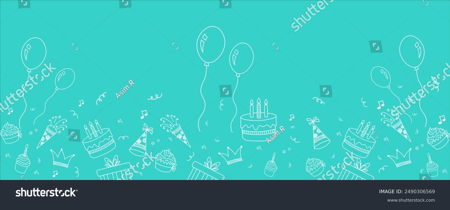 Birthday banner vector design. Happy birthday fun hand drawn party ...