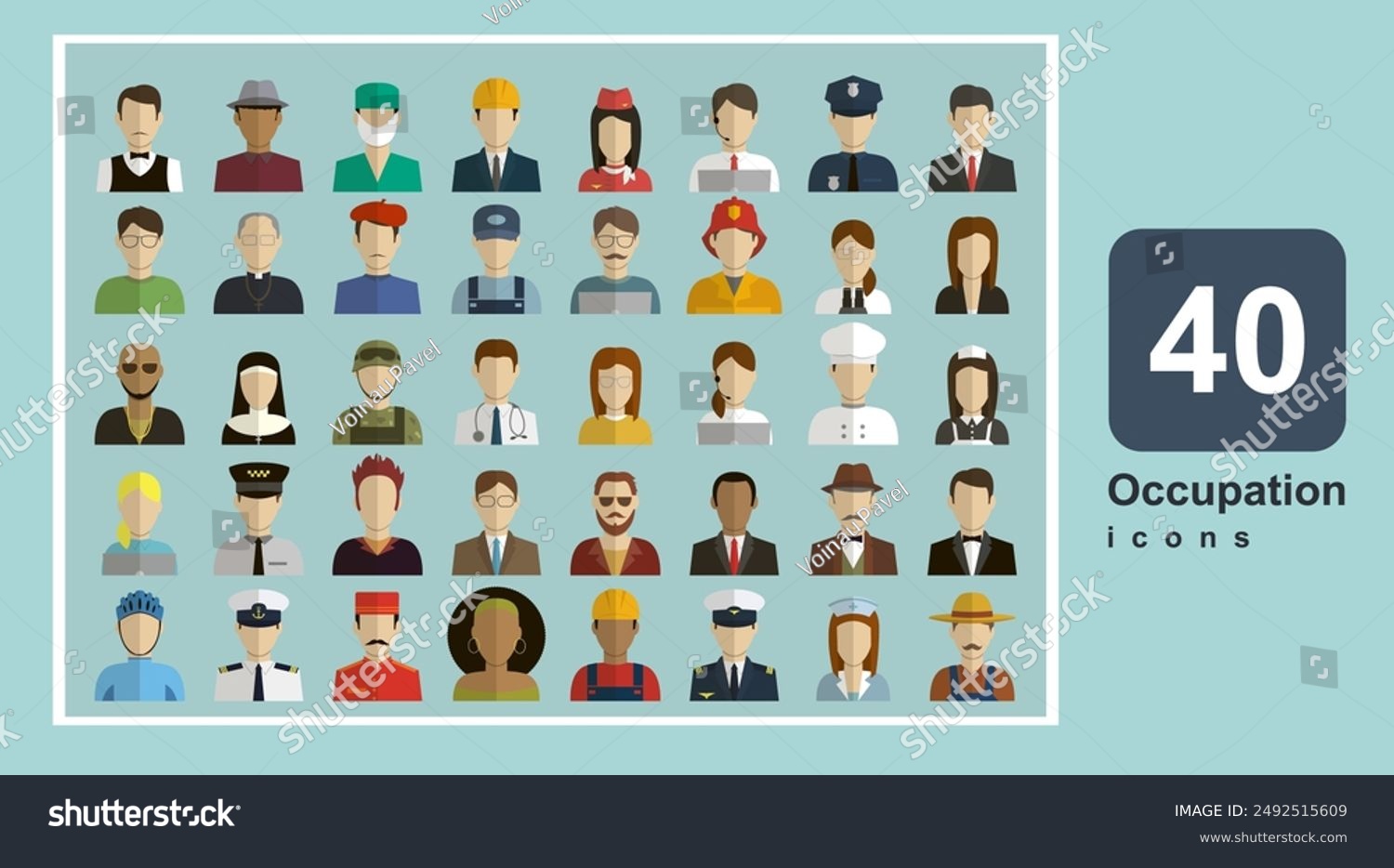 Occupation icon set. People of different occupations. Professions set ...