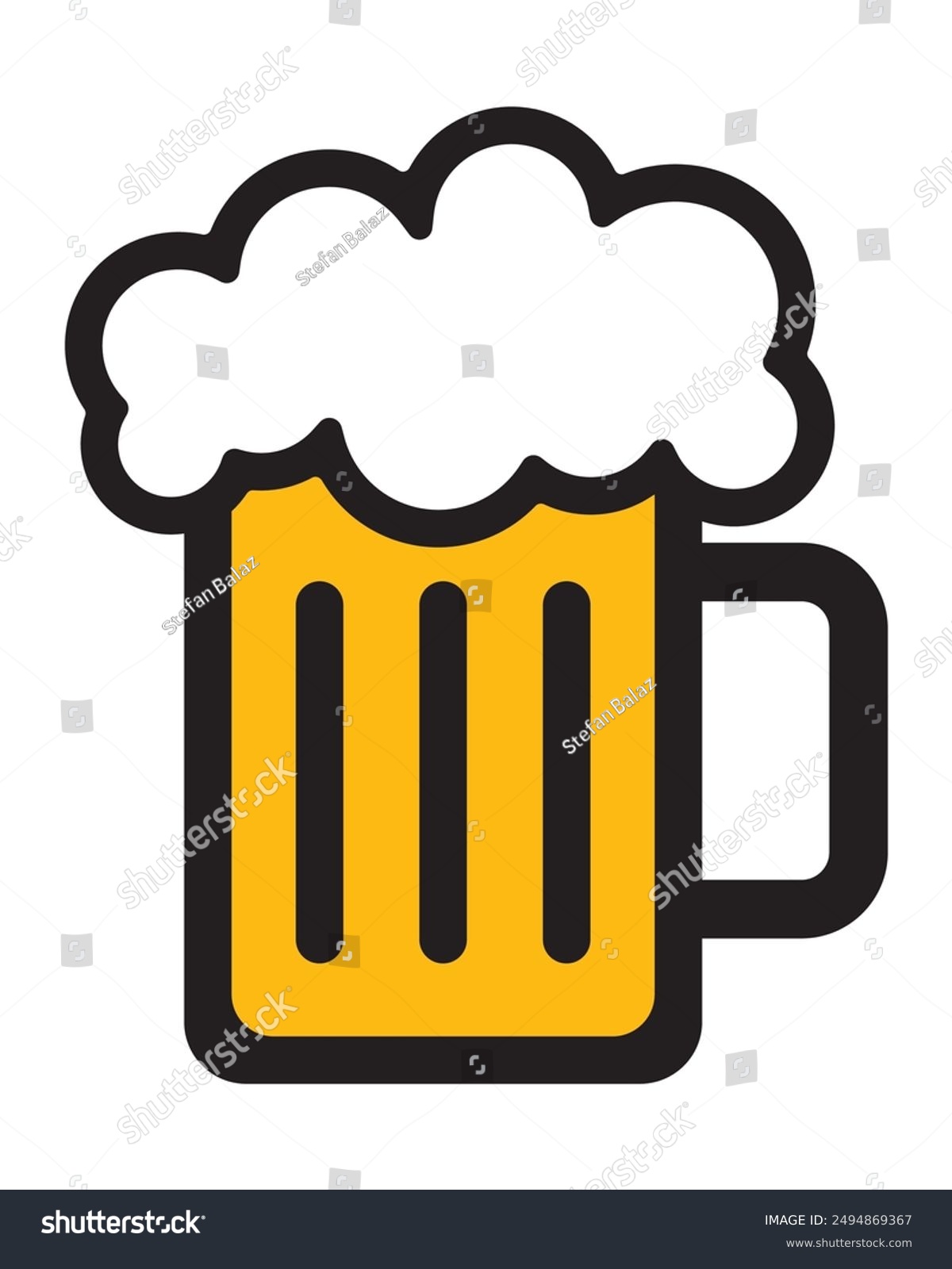 Beer mug with foam isolated on a white background. Beer mug icon emoji ...