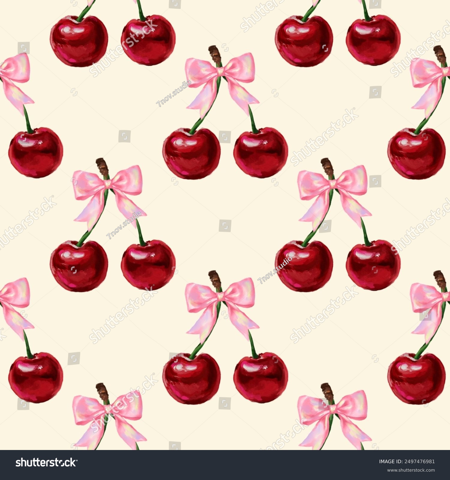 cherry seamless pattern fashion trendy_站酷海洛_正版图片_视频_字体_音乐素材交易平台_站酷旗下品牌