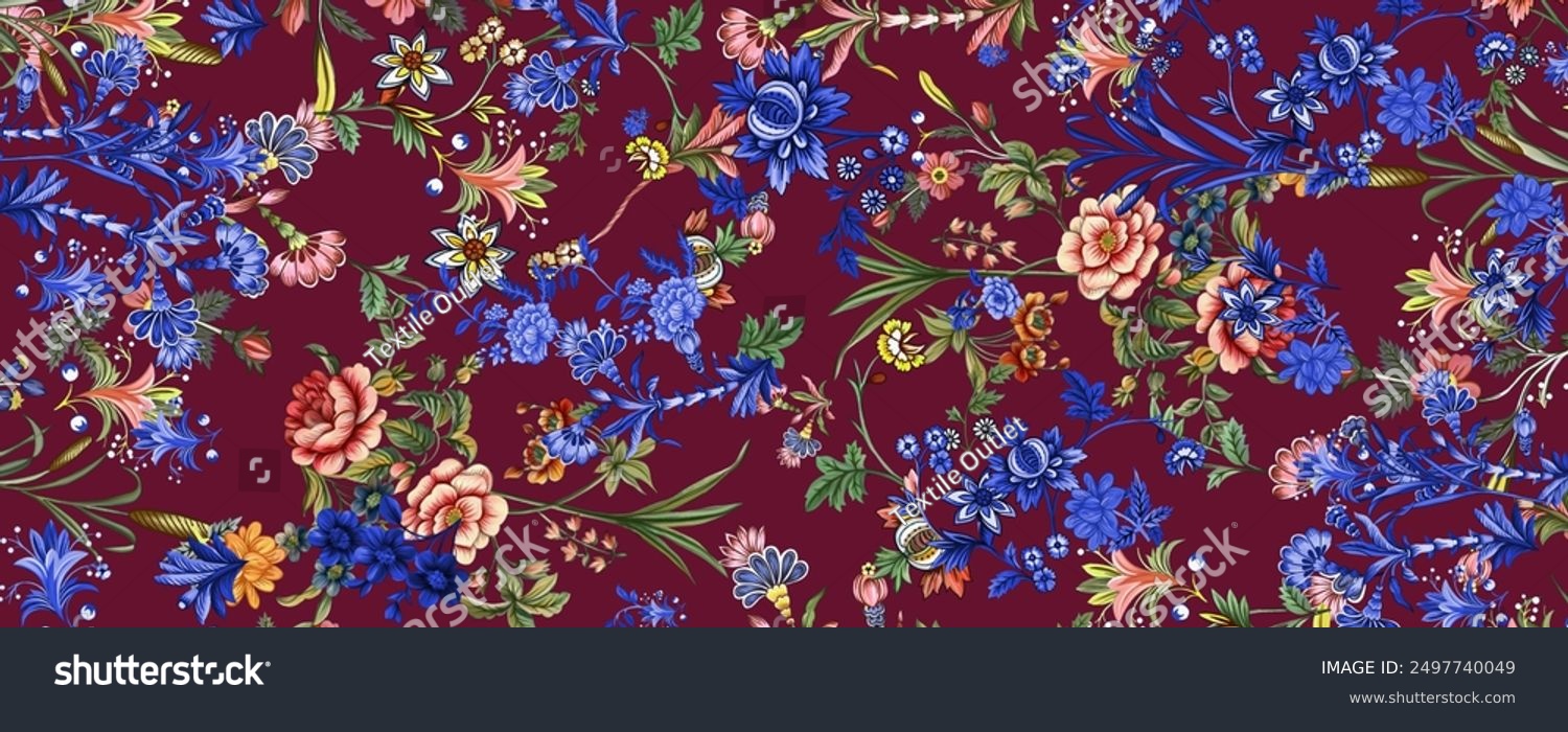 Traditional ethnic abstract floral theme shawl silk scarf shirt skirt ...