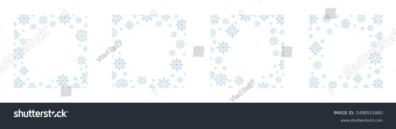 Snow frames illustration. Snow frost Effect. Snowflake borders. Snow ...
