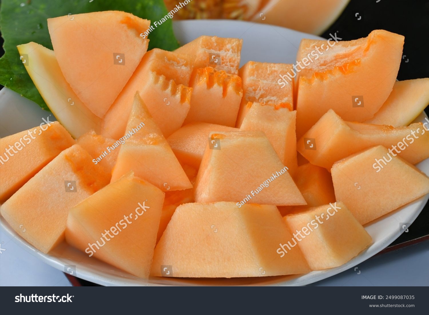 Orange cantaloupe melon fruit sliced NF Gold Golden Egg golden melon ...