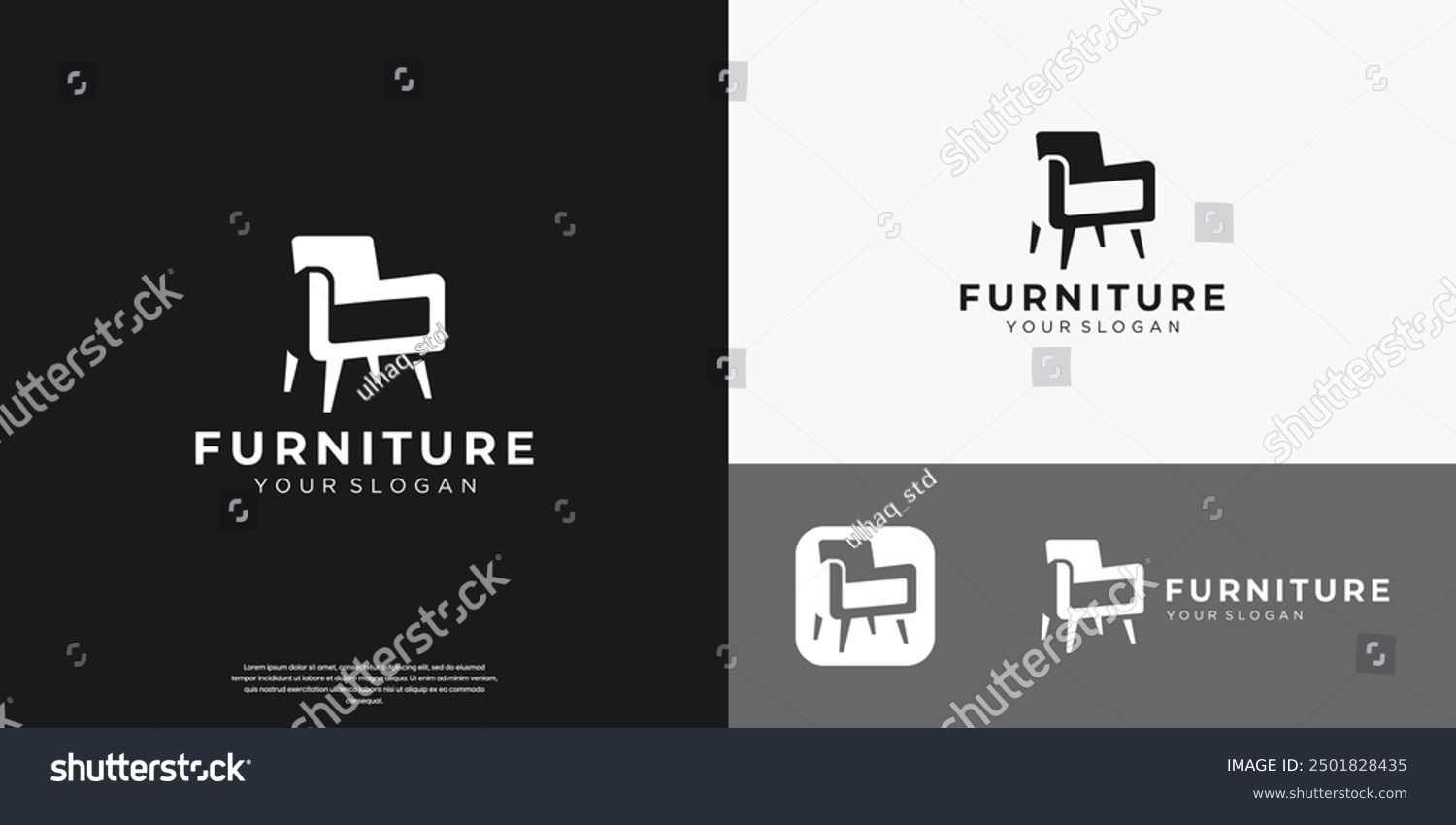minimalist furniture chair interior logo design vector illustration._站酷 ...
