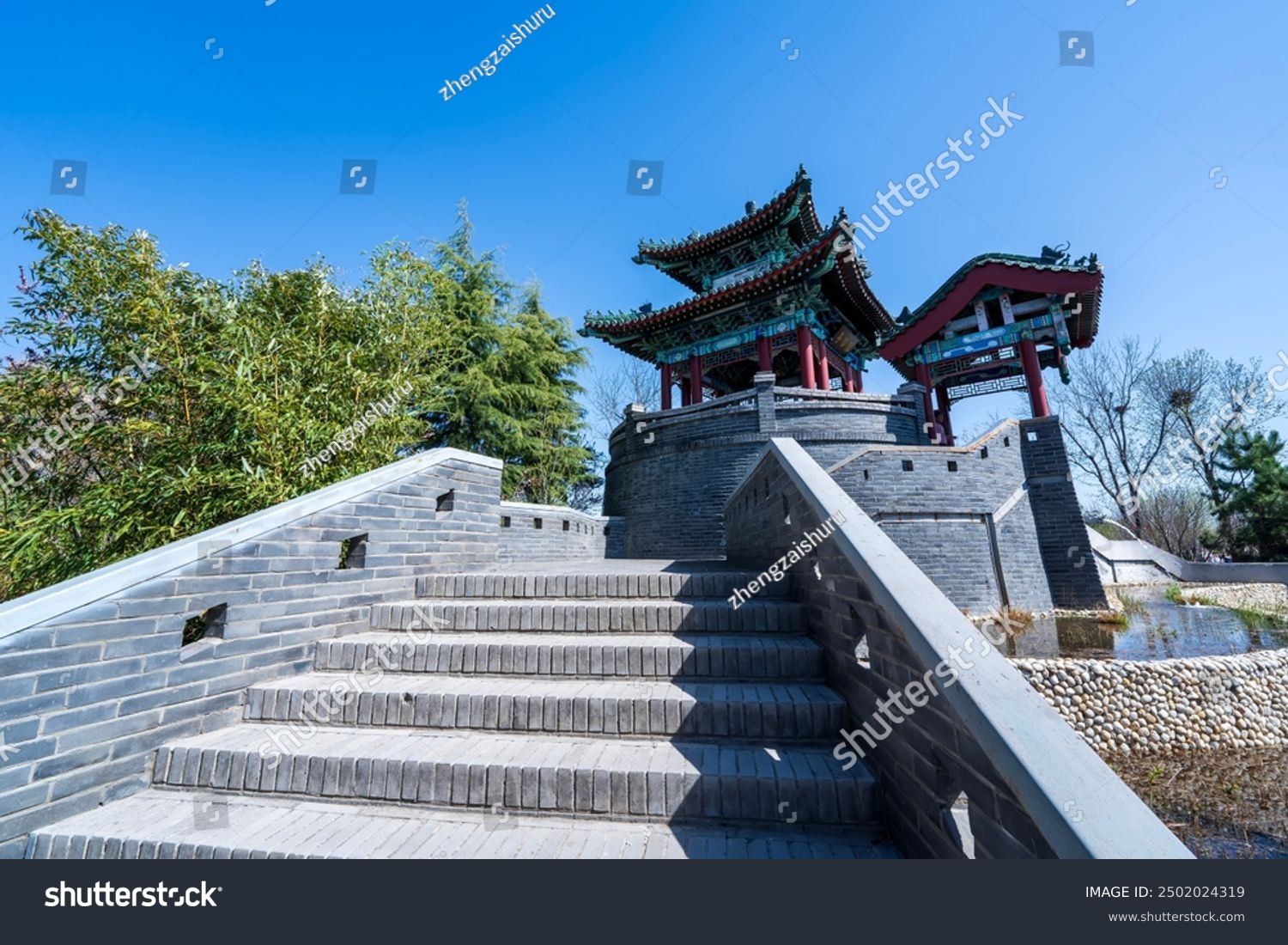 Ancient Chinese buildings in spring Chinese southern garden in spring ...