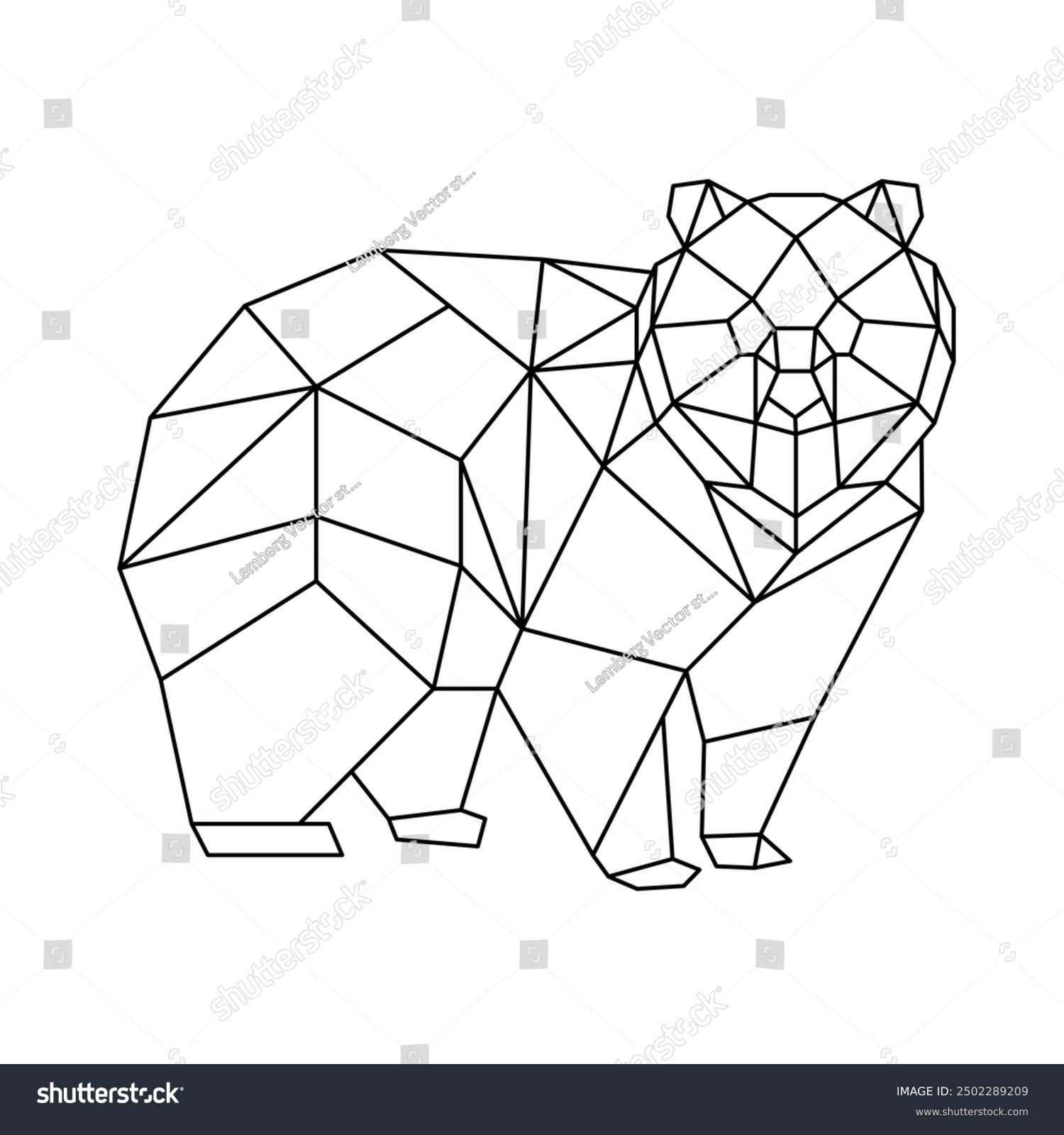 A polygonal line art illustration of a fox depicting geometric shapes ...
