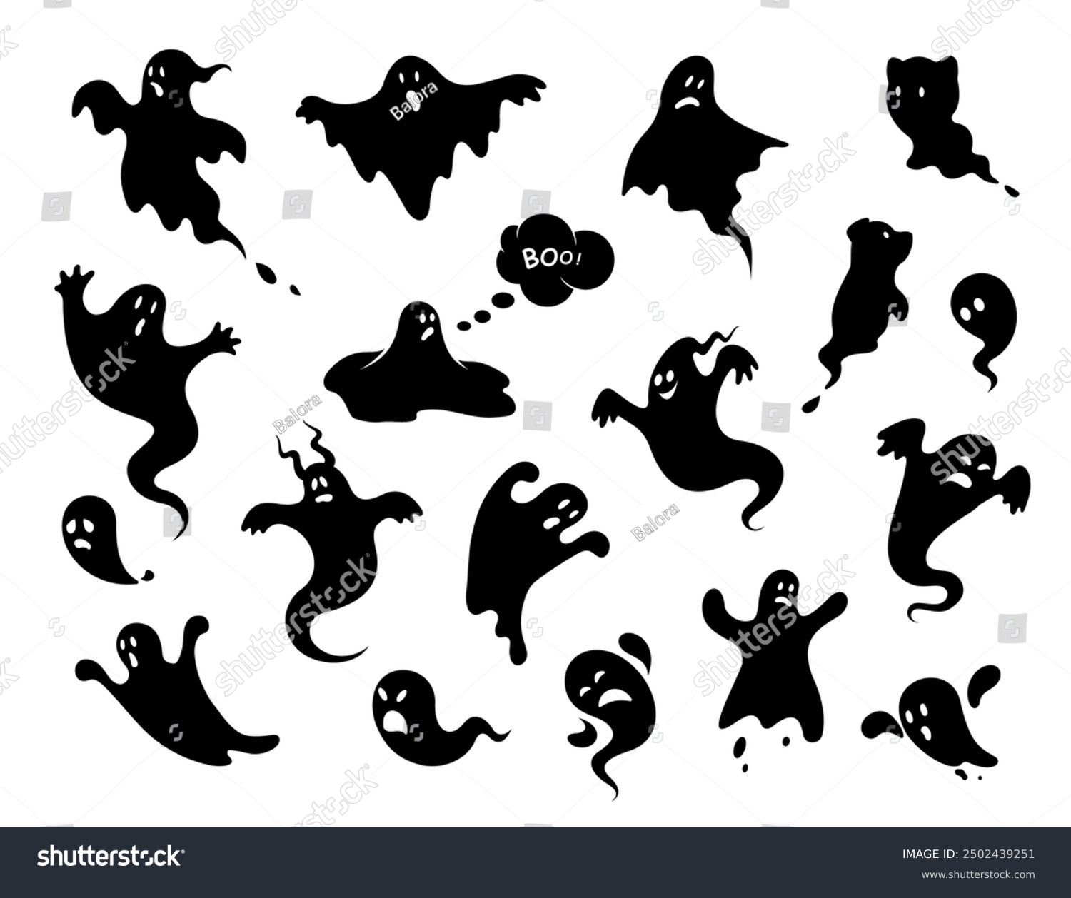 Halloween. Ghosts icon set. Collection of various scary and funny ...