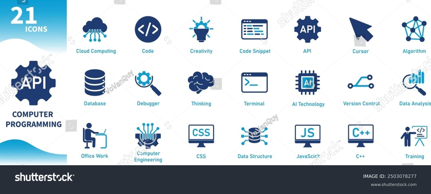 Computer programming icon. Set of icons on the theme of computer science computer technology ...