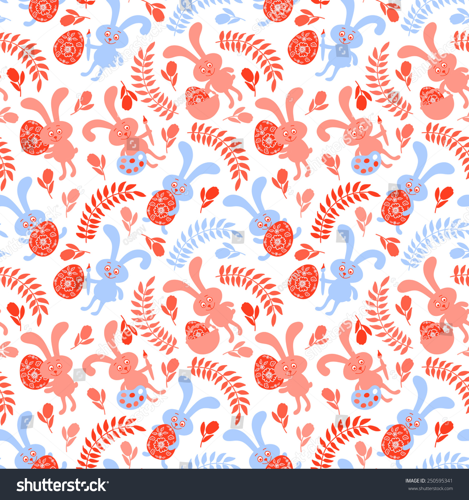 Seamless pattern of Easter bunnies with Easter eggs_站酷海洛_正版图片_视频_字体_音乐 ...