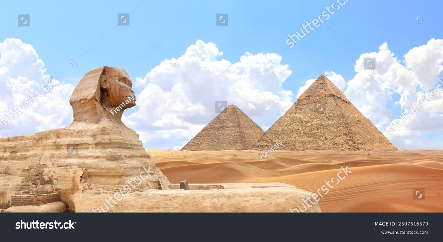 Famous Great Sphinx and pyramids of Chephren and Cheops Cairo Egypt ...