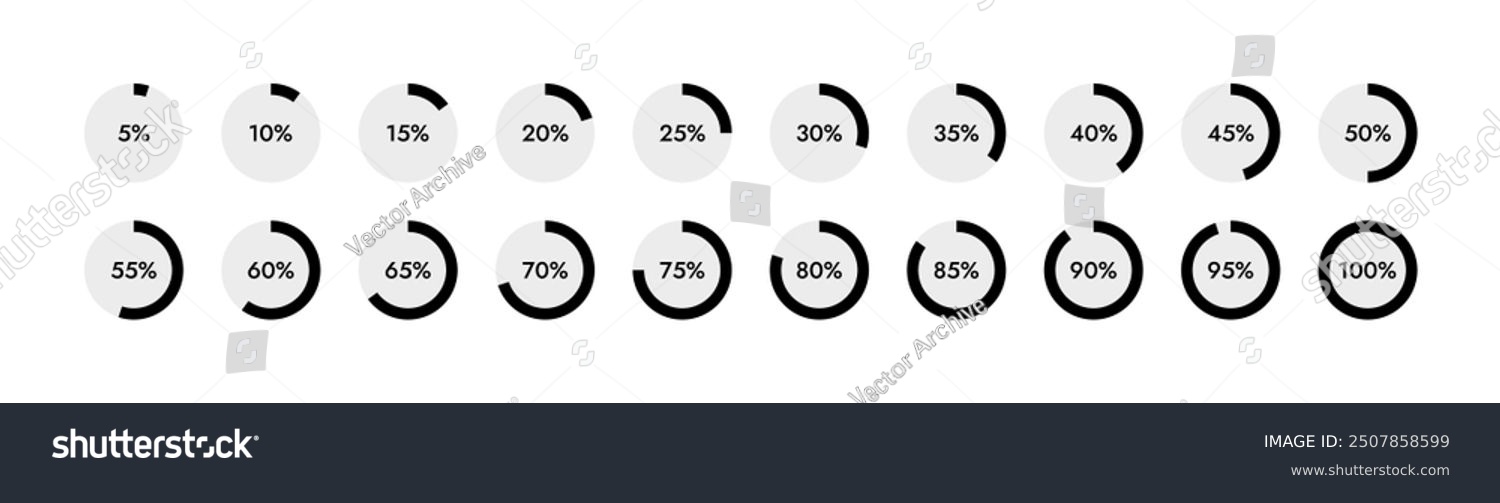 Round Loading Progress Icons. Set of Percentage Indicators. Progress ...