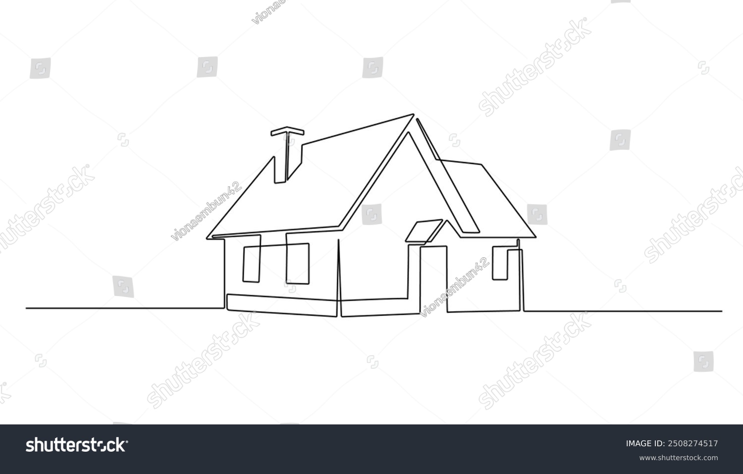 continuous line simple house.one line drawing of housing real estate ...