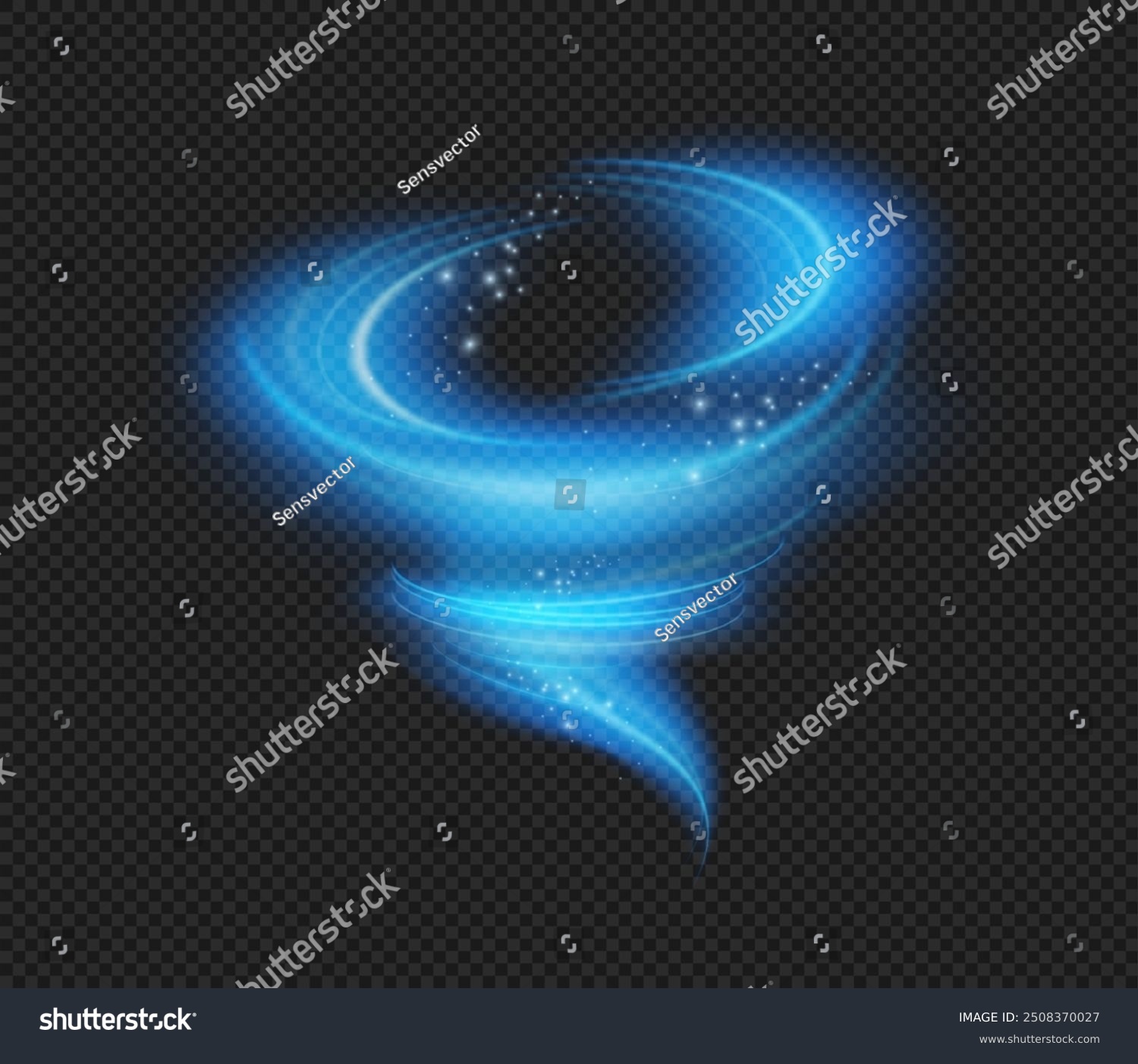 Glowing current or gust of cold air effect of winter wind swirl with ...