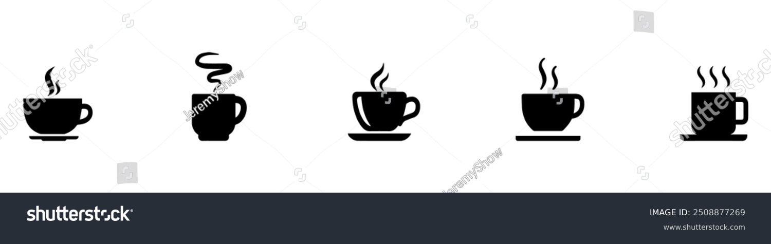 Coffee cup icon set. Cups of coffee tea collection. Hot drink icon ...