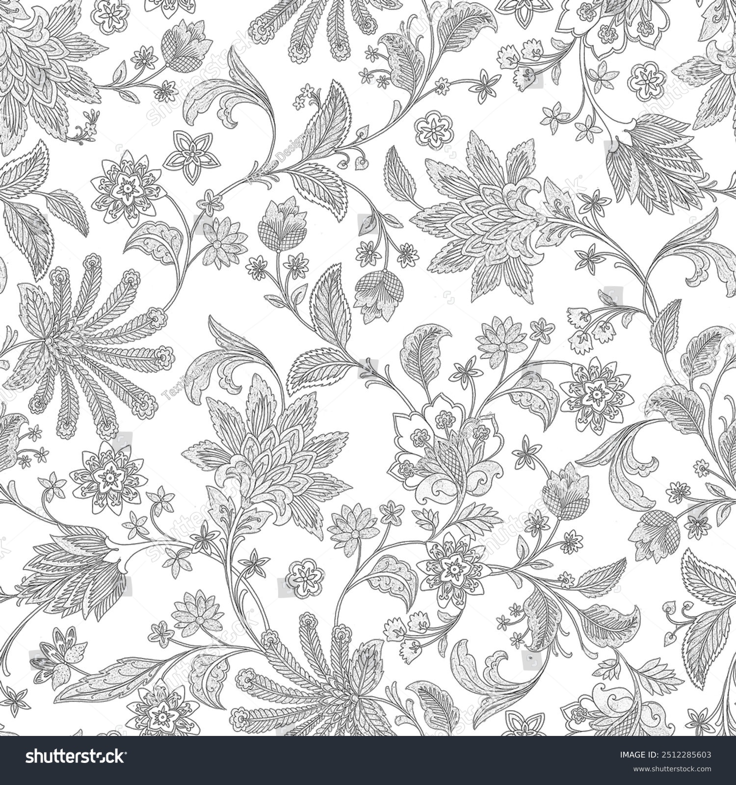 Floral pattern on white background. Watercolor print. Seamless texture ...
