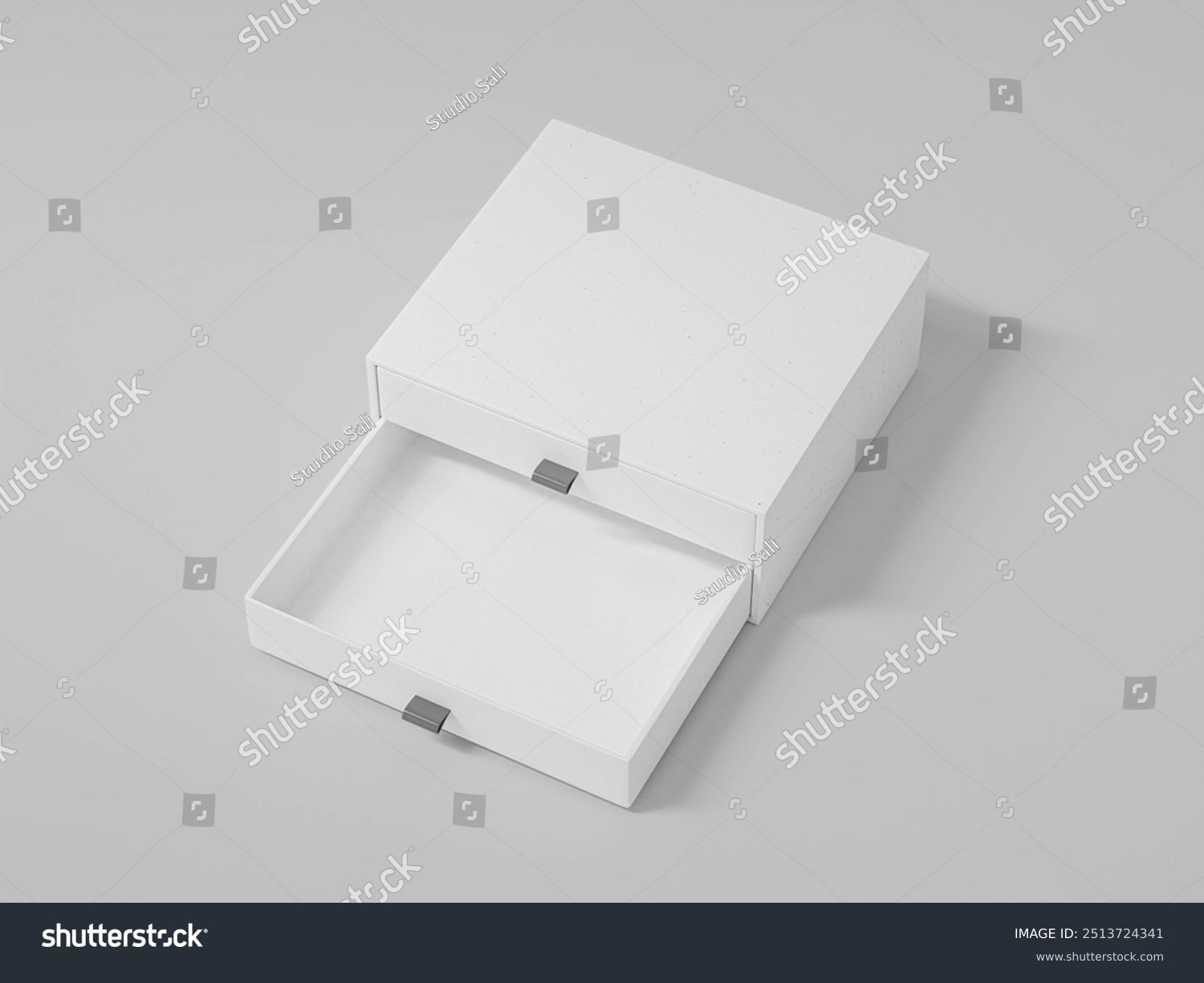 open drawer box luxury jewelry drawer packaging mockup 2 layers empty ...