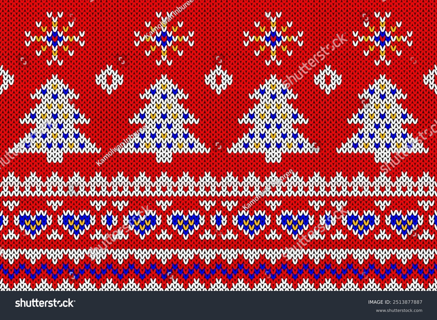 Knitting. Christmas seamless pattern. Vector. Red knitted sweater ...