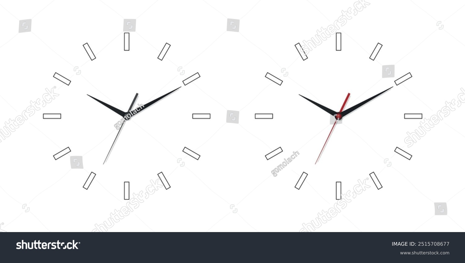 Vector 3d Realistic Wall Office Clock Face Set. White and Black Dial ...