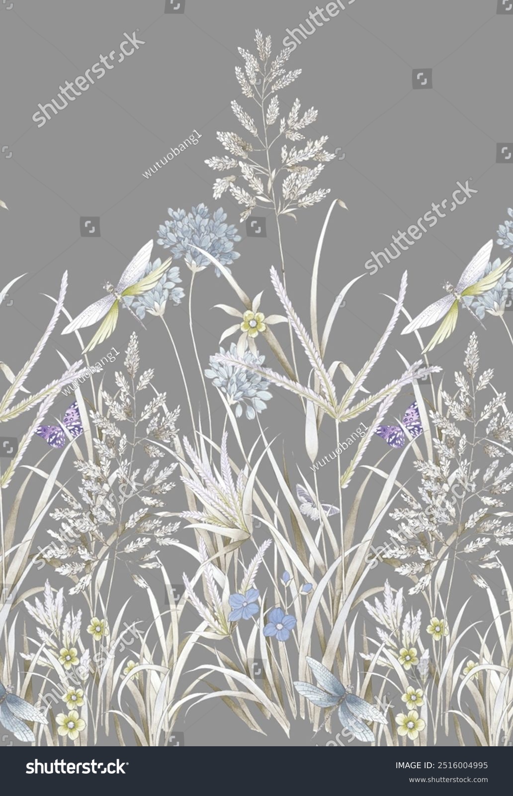 Nature Inspired Scroll Designs in Watercolor Floral Patterns_站酷海洛_正版图片 ...