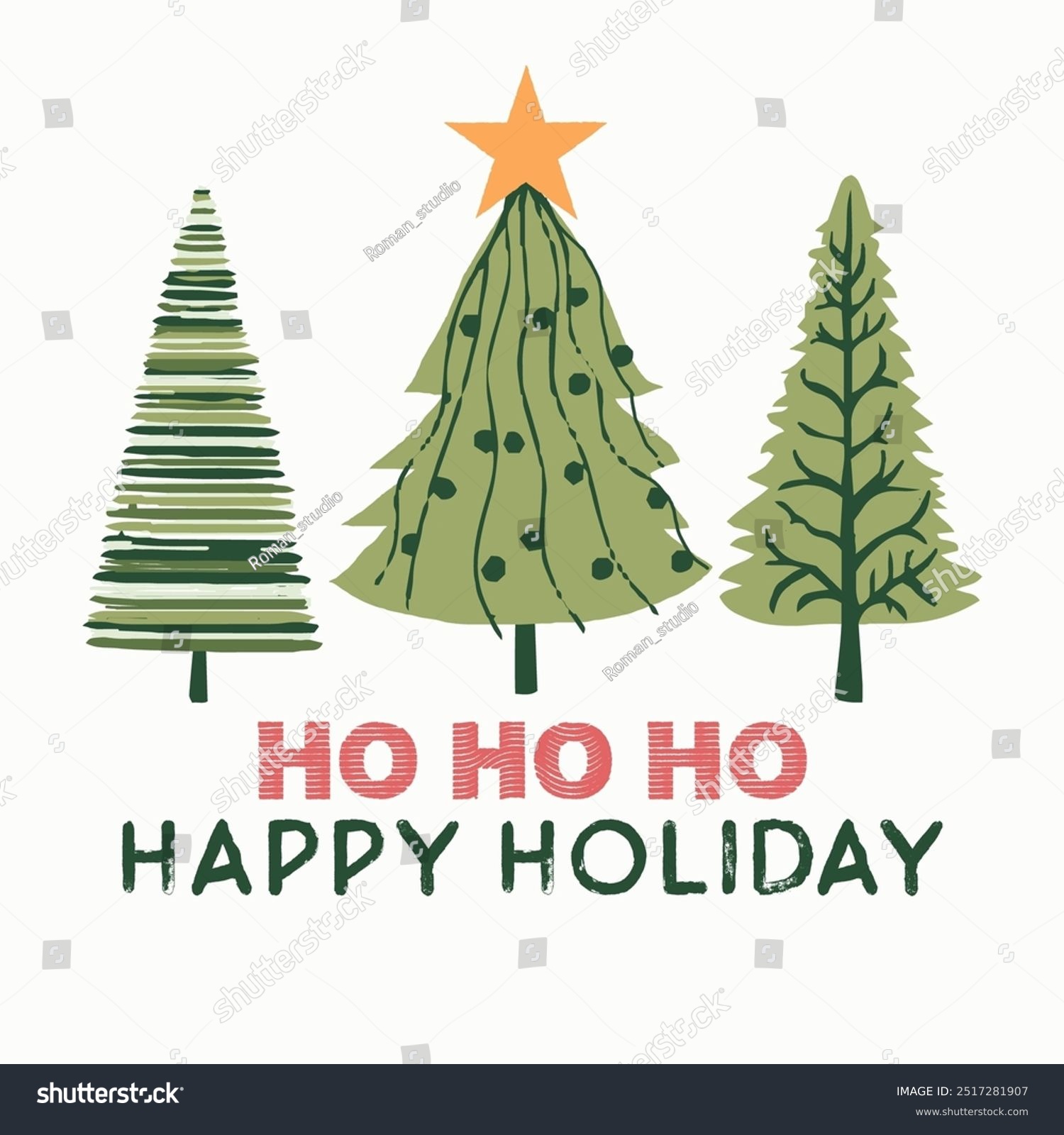 Happy Holiday HOHOHO greeting card posters template Layout. Merry ...