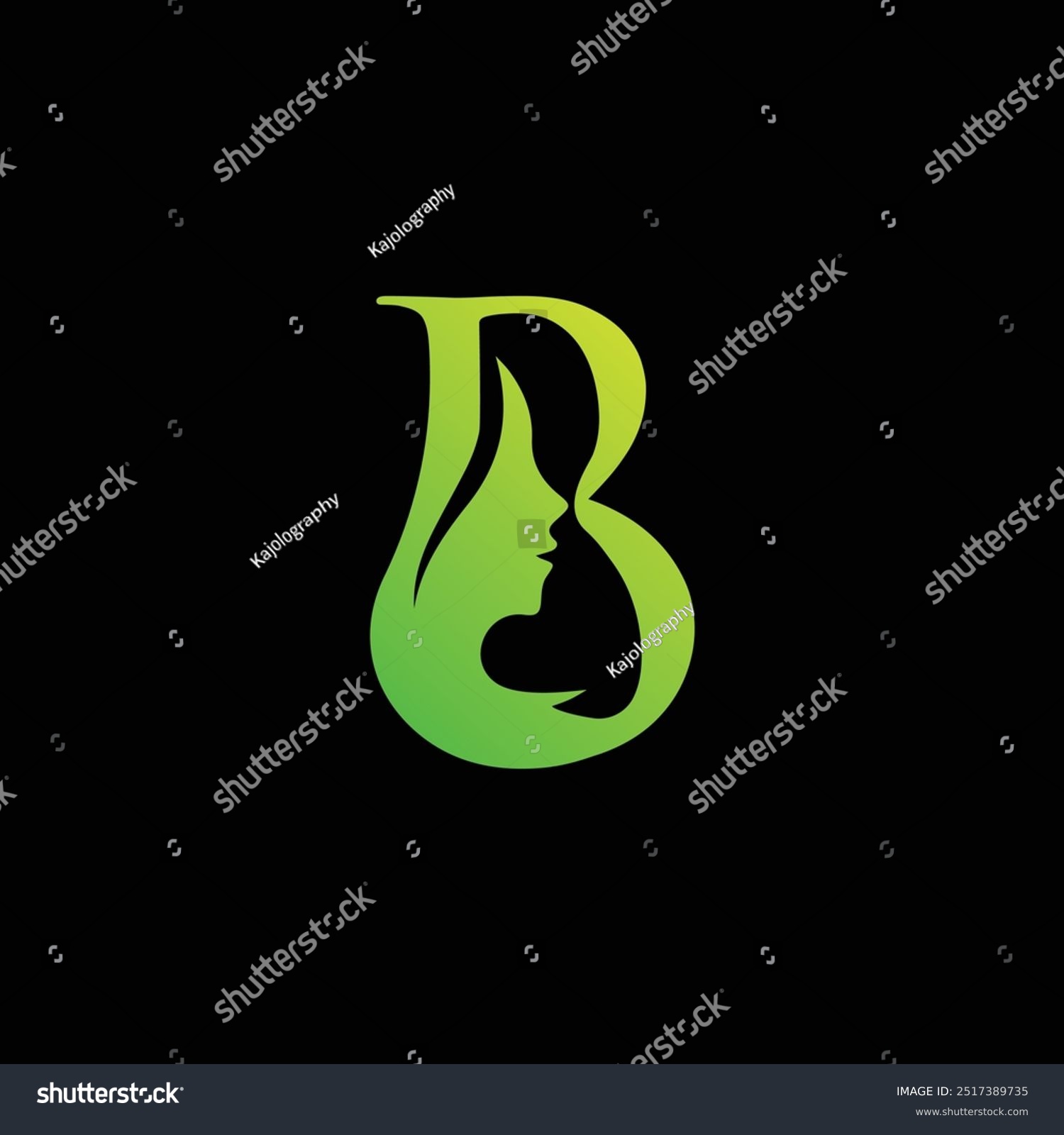 Letter B with women face logo design. B beauty logo design template_站酷海 ...