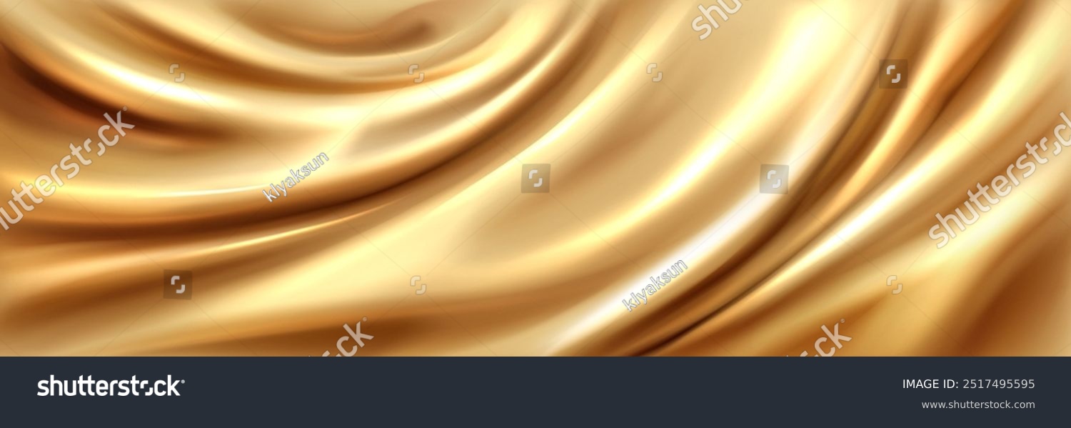 Liquid gold silk fabric. Golden cloth texture background. Abstract ...