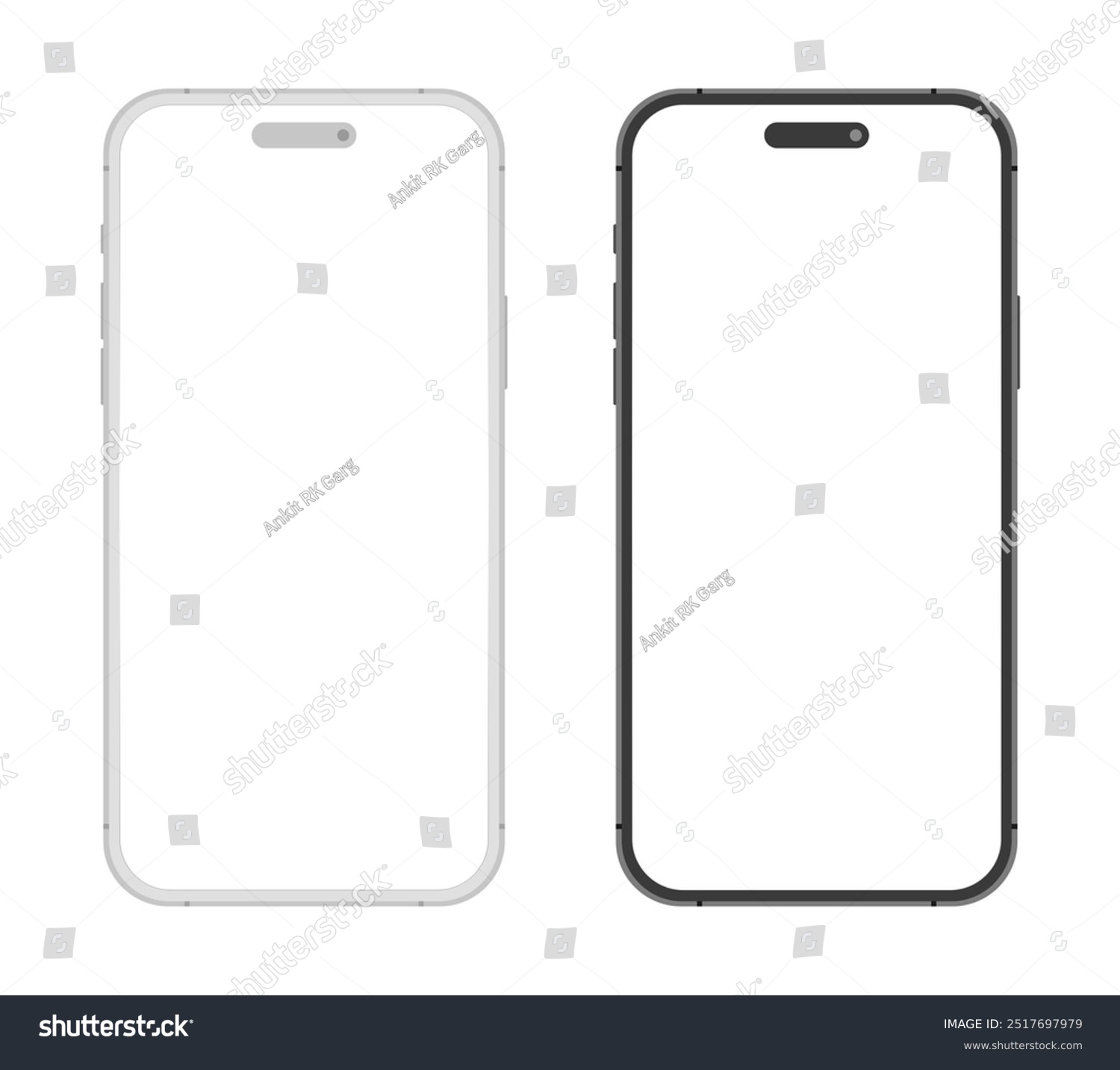 Smartphone device gray black mockup template. Mobile phone with blank ...