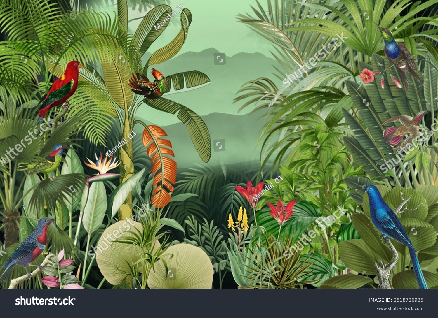 animal background rainforest pattern forest vector wallpaper flower safari illustration plant ...
