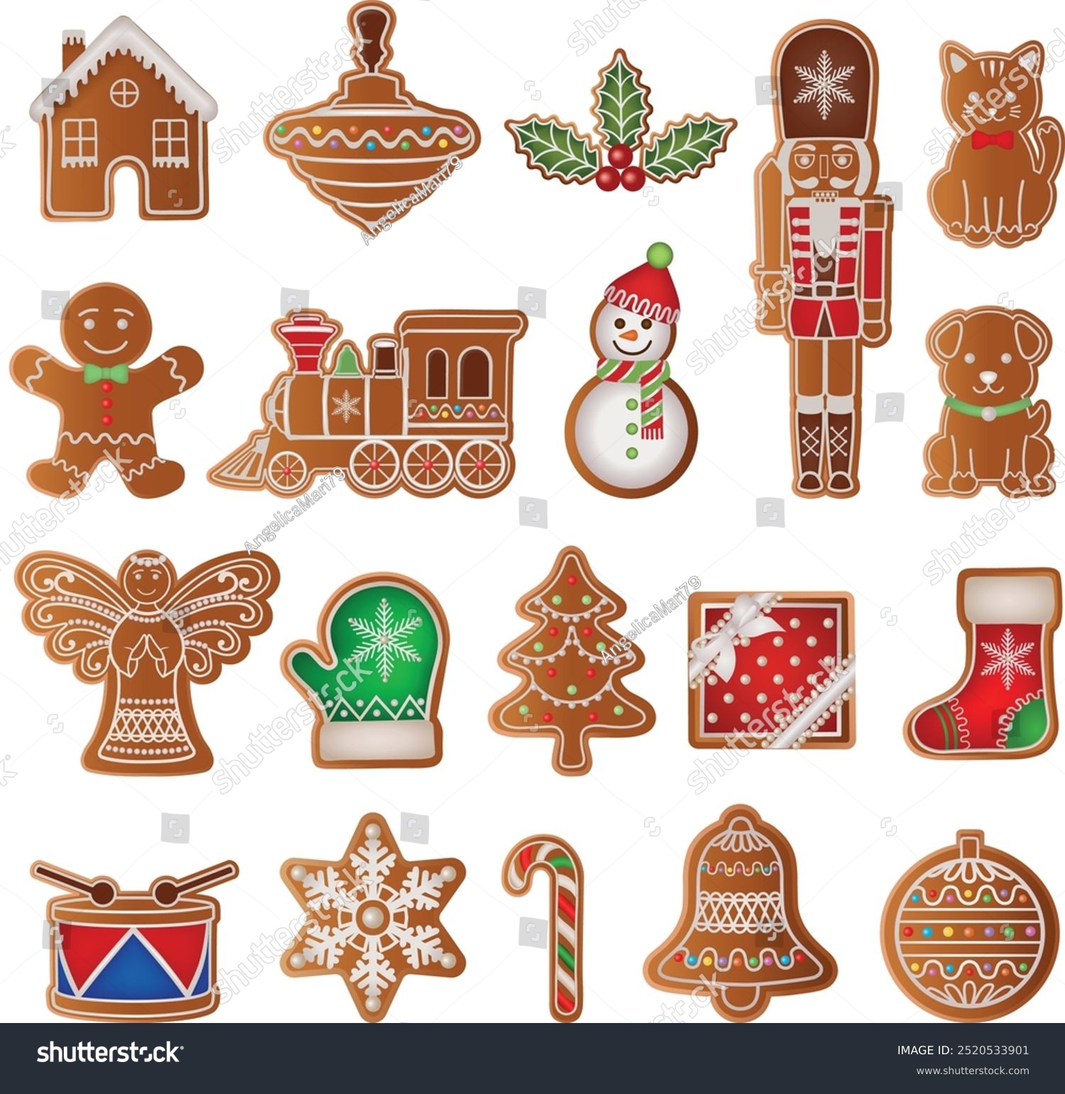 set of christmas gingerbread cookies. collection of gingerbreads_站酷海洛 ...