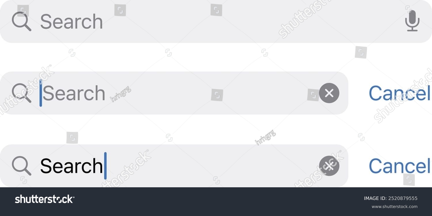 Search Field State Placeholder Focused Typing magnifying cross close ...