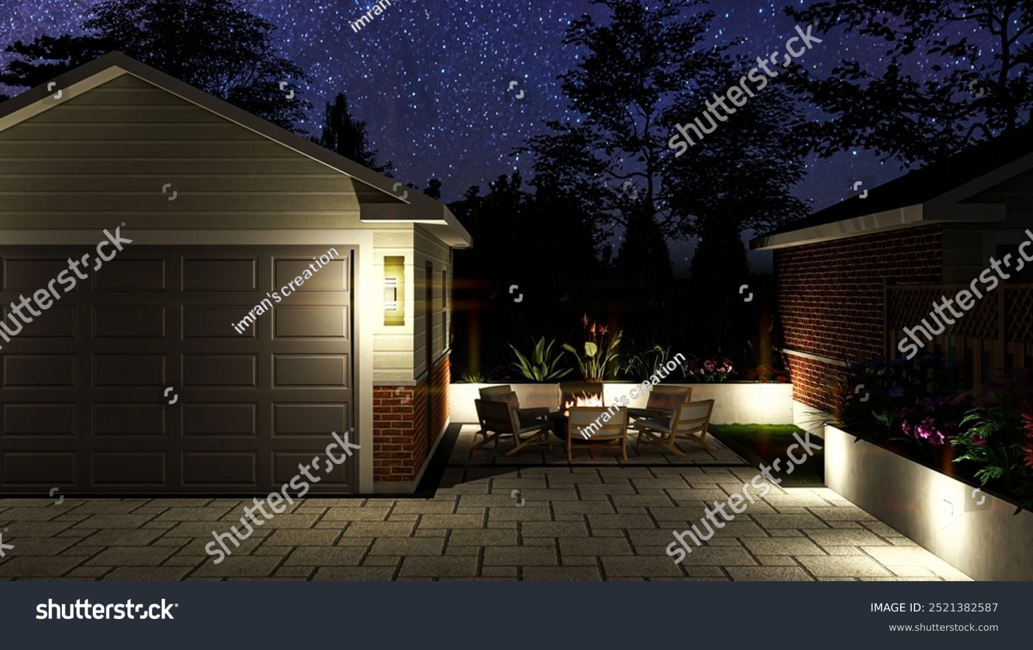 3D Rendering of Fire Pit Design | Outdoor Fire Pit 3D Model | Backyard ...